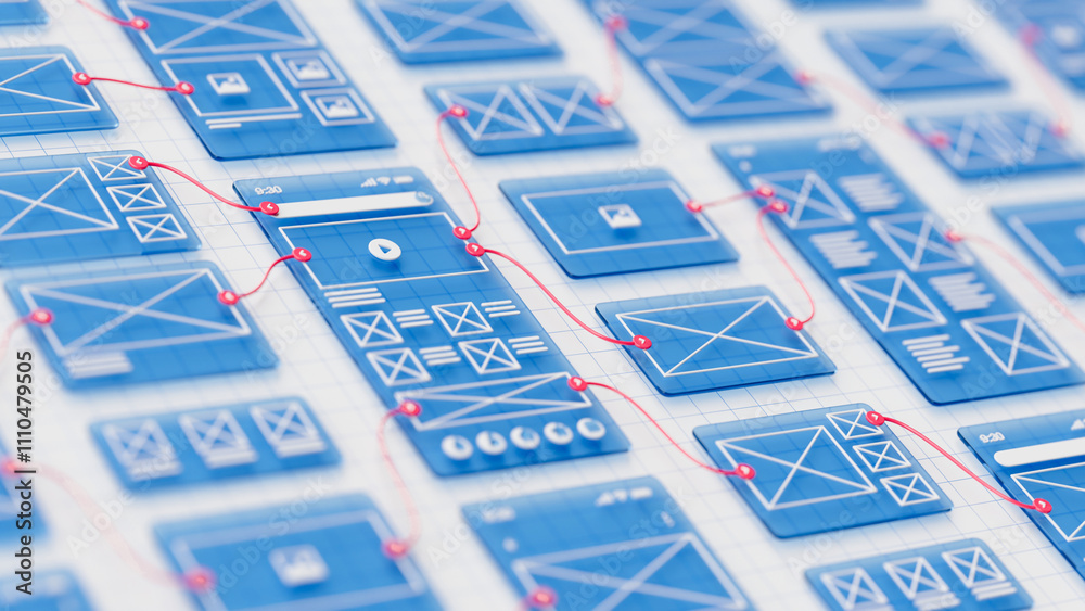 UX UI flowchart connection node graphic designer creative planning ...