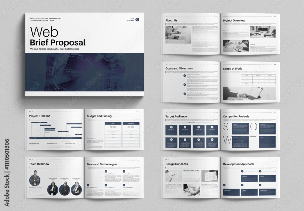 Web Brief Proposal Template Landscape Stock Template | Adobe Stock