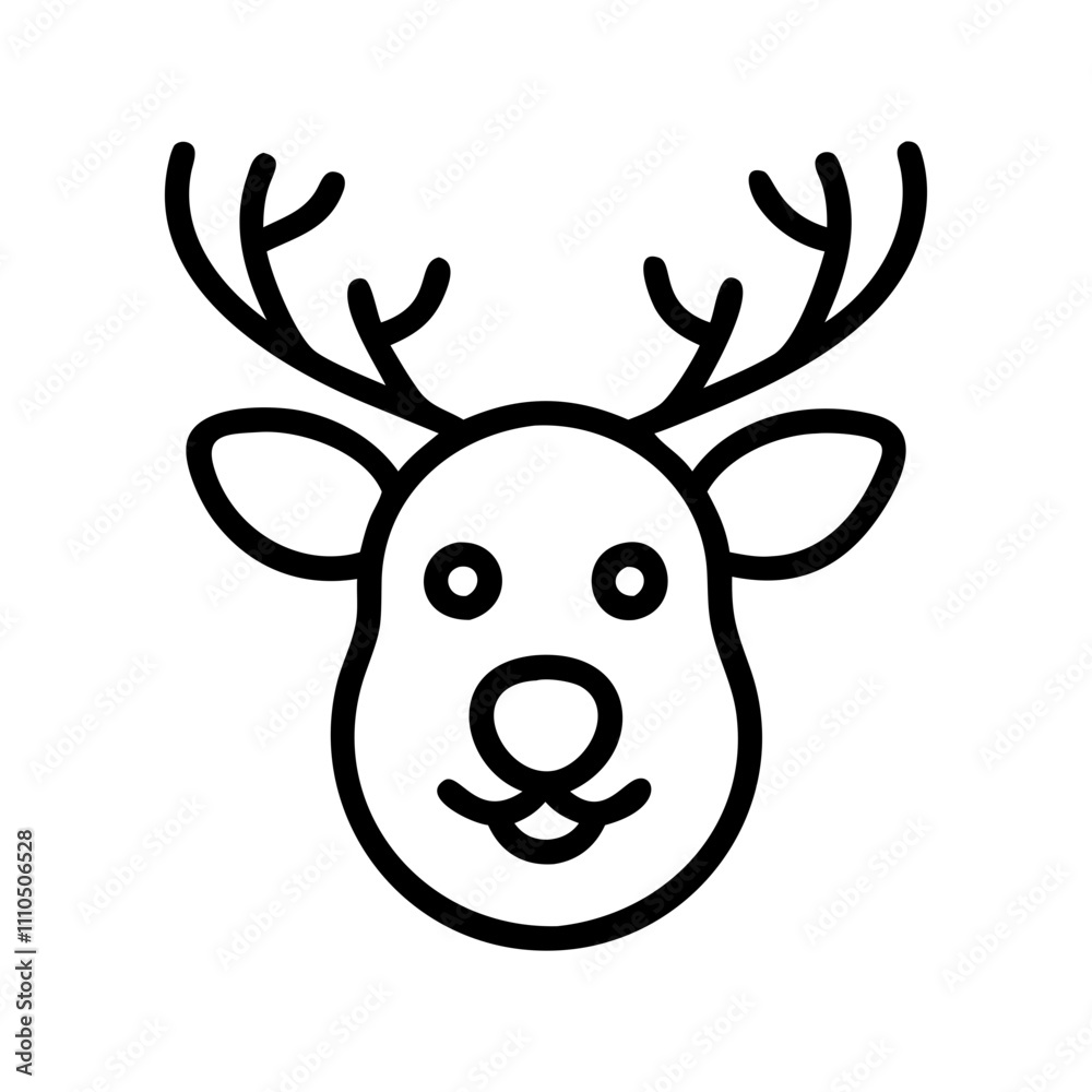 red nosed rudolph Outline Icon, christmas icon - Black outline icon of ...