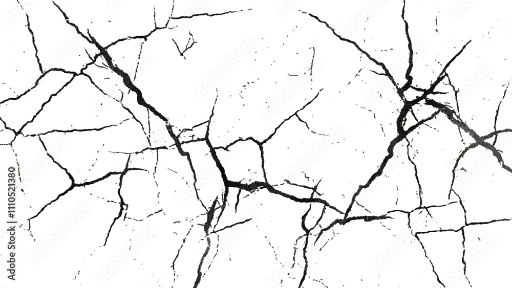 Crack texture lines isolated on transparent background. Vector grunge ...