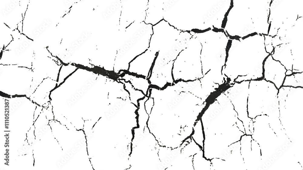 Crack texture lines isolated on transparent background. Vector grunge ...
