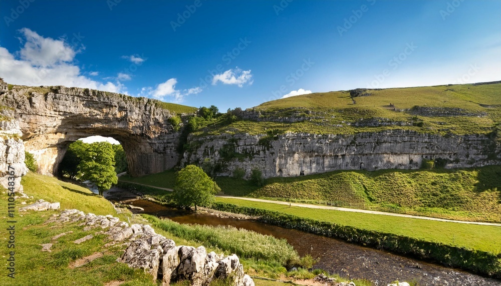 malham cove a huge limestone formation in the yorkshire dales and ...