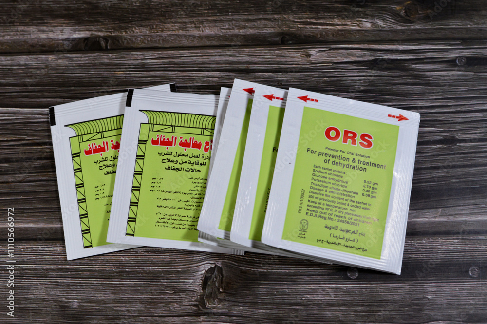 Cairo, Egypt, November 23 2024: ORS Oral Rehydration salt powder for ...