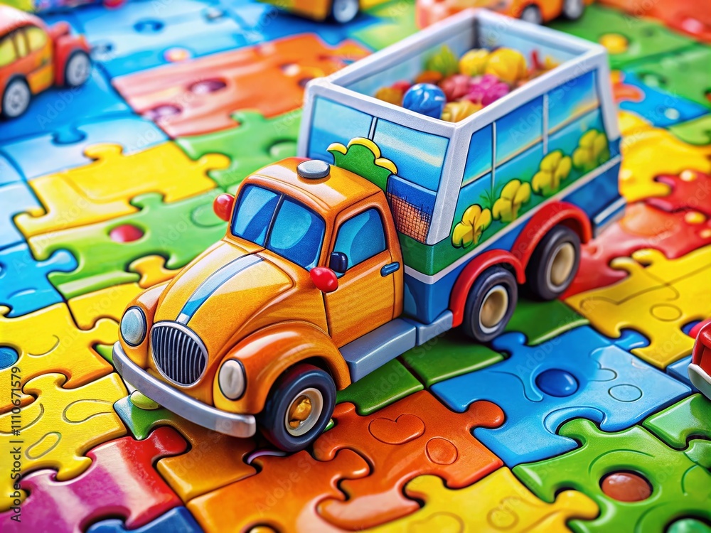 Colorful Puzzle Game Truck Car with Number Coloring Sheet for Children ...