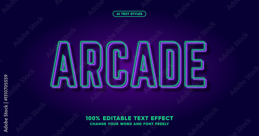 Arcade: Sleek neon text effect with a modern, blurry outline. Perfect ...