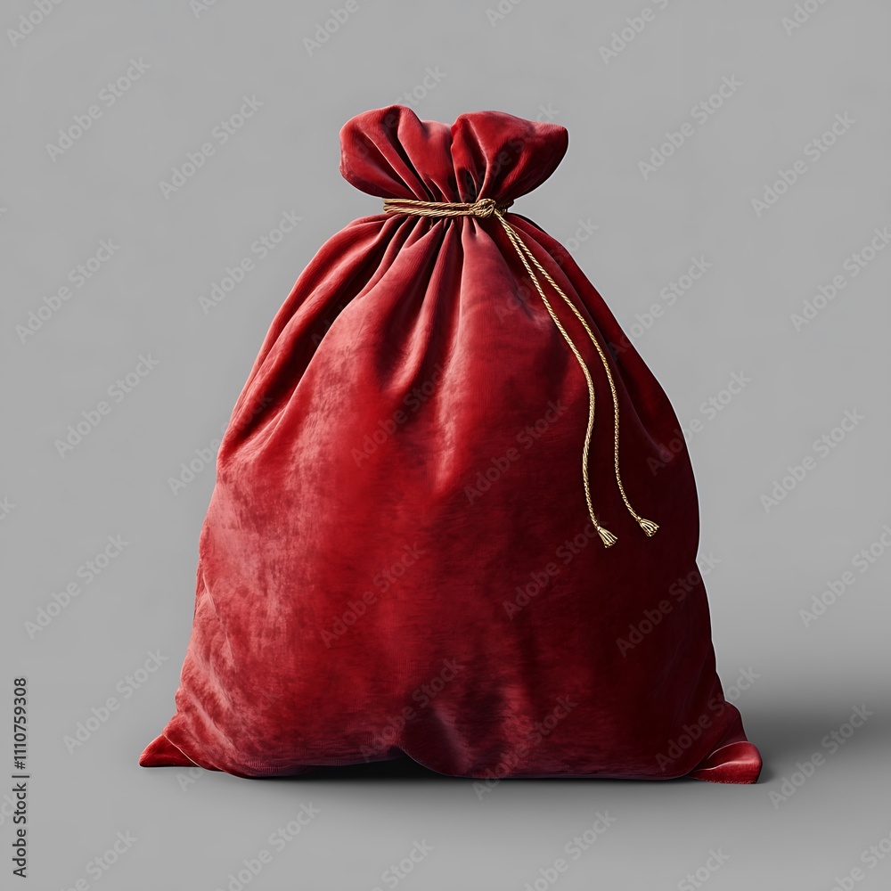 Open Red Velvet Sack Isolated on a Transparent Background, Showcasing ...