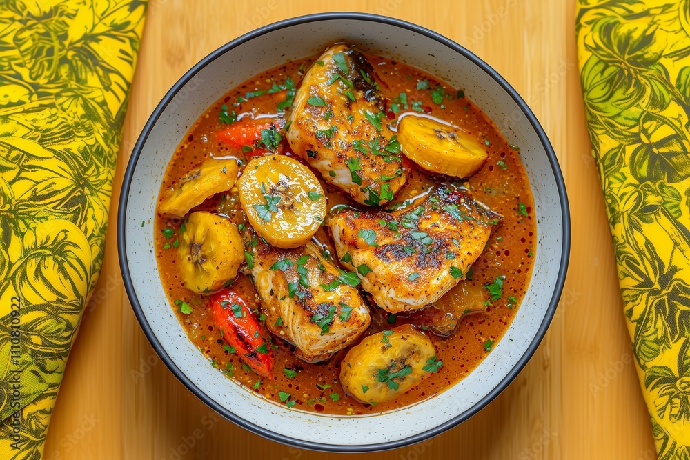 A Plate of Caribbean-Style Fish Stew with Plantains and Scotch Bonnet ...