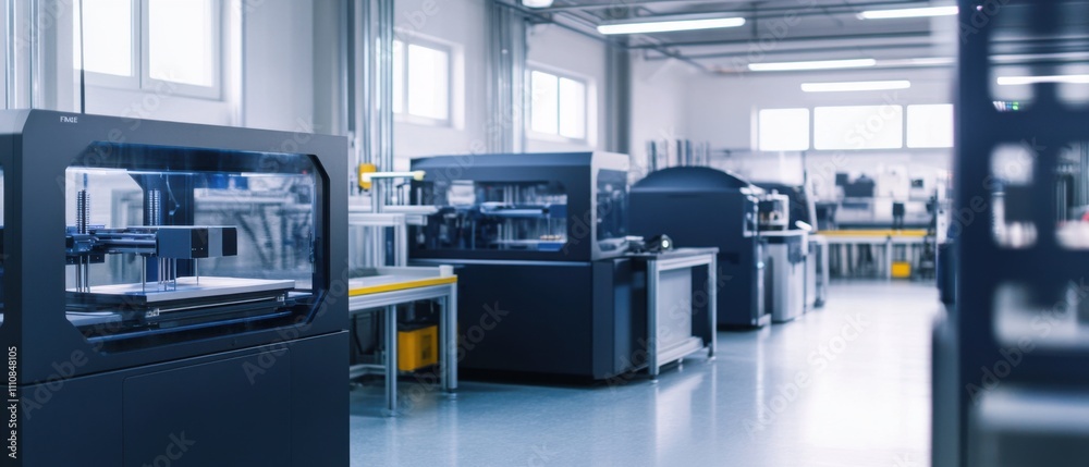 An advanced industrial 3D printing facility with large-scale printers ...