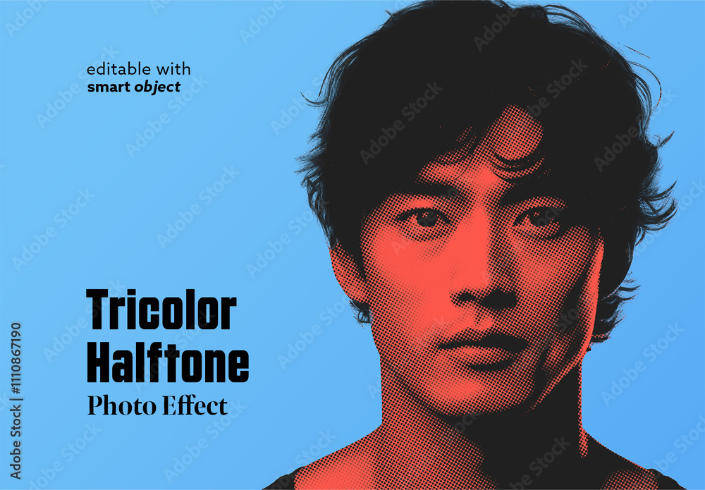 Tricolor Halftone Photo Effect Stock Template | Adobe Stock