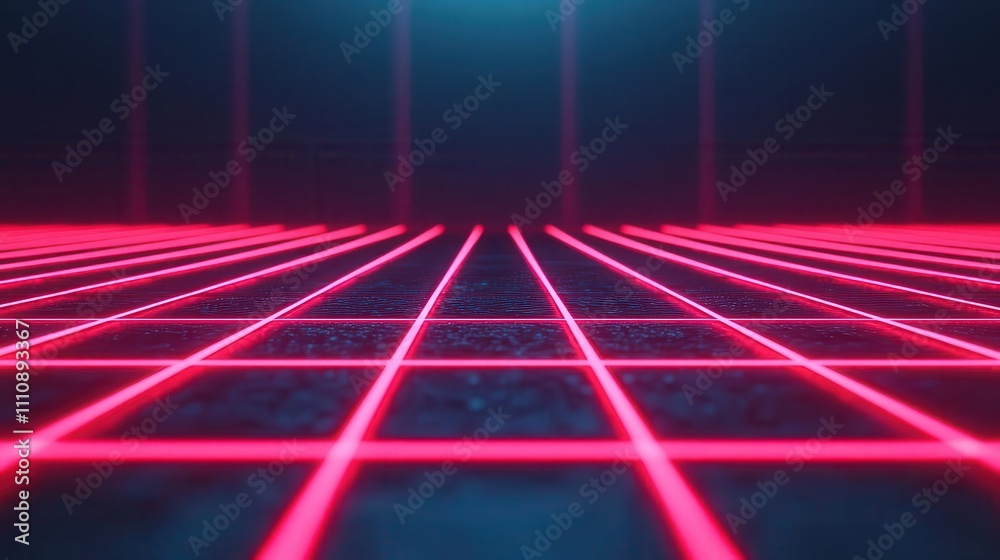 Poster Voice modulation grid, neon sound wave design, 3D illustration ...