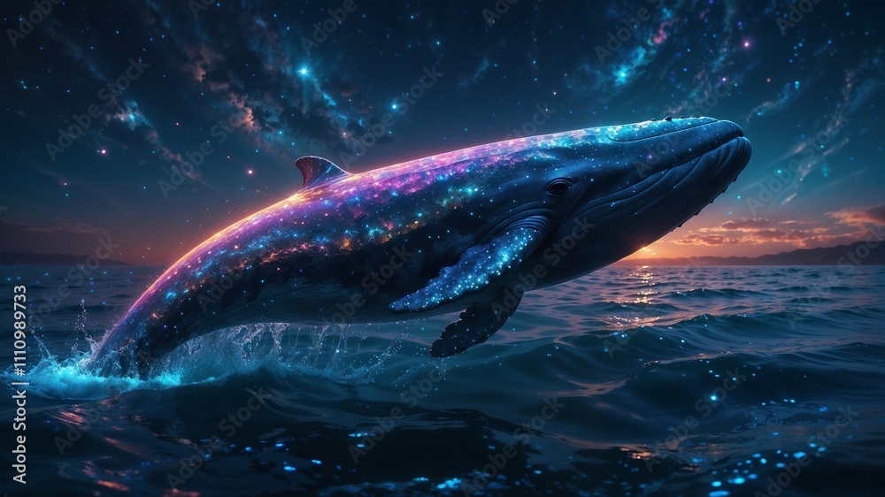 celestial big whale floating in stars poster animal ultra hd wallpaper ...