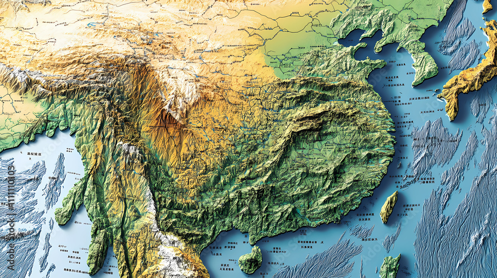 Photo & Art Print "china map showing tectonic plate boundaries and ...
