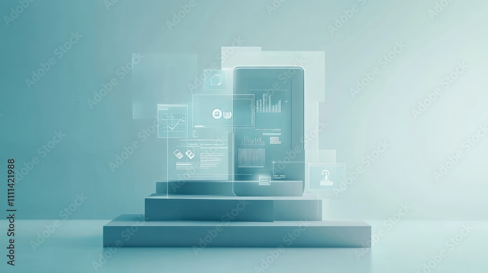 Software Features Banner with Light Blue Background Icons Modern Font ...