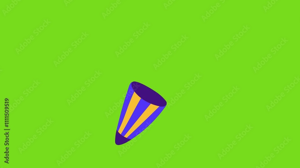 Animated New Years Party Popper with isolated green screen background ...