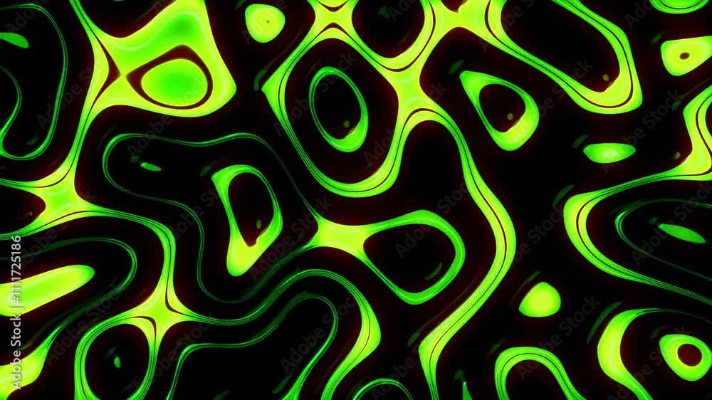 Vivid abstract topographic map design with glowing neon green ...