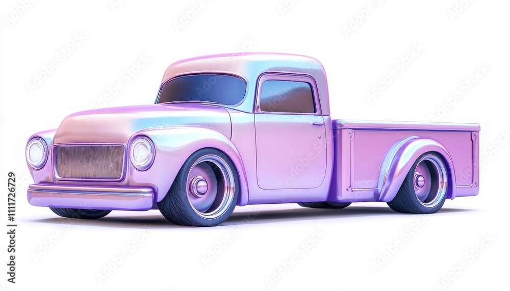 Classic Pickup Truck Design: A Retro Vehicle Render with Vivid Hues and ...