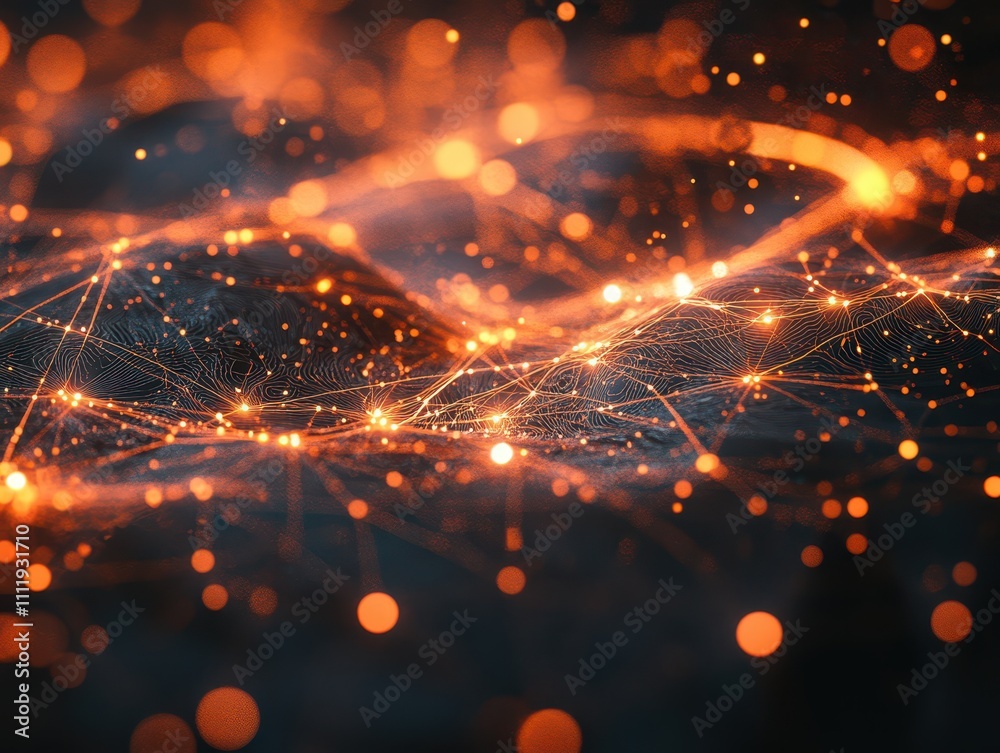 Abstract world map with glowing nodes and connections, global business ...