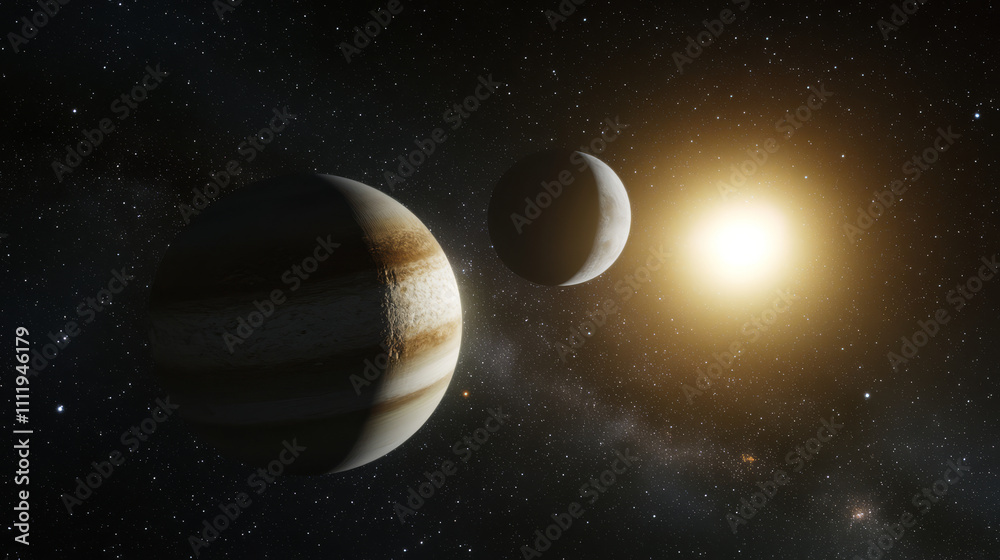 Plakát Scientists using telescopes to identify exoplanets located in ...