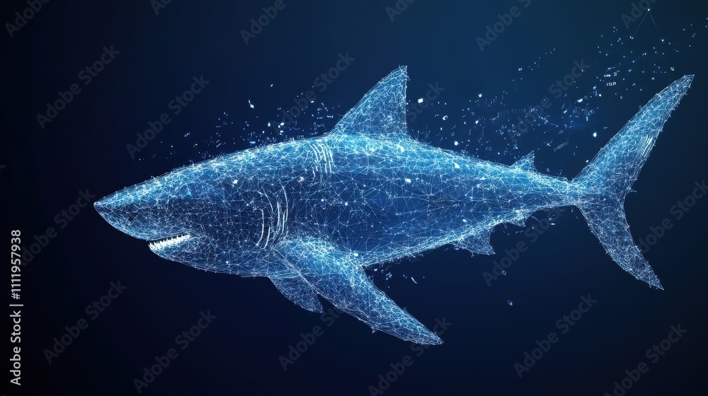 Dynamic shark animation underwater realm digital art marine environment ...