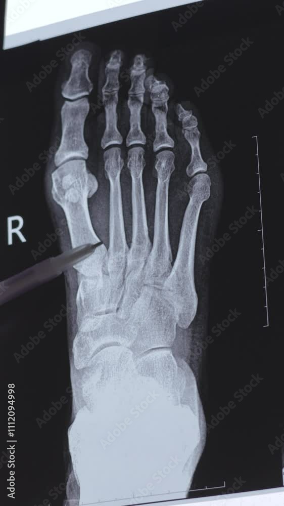 Vertical video of a Doctor learning X-ray of foot fingers. Radiography ...