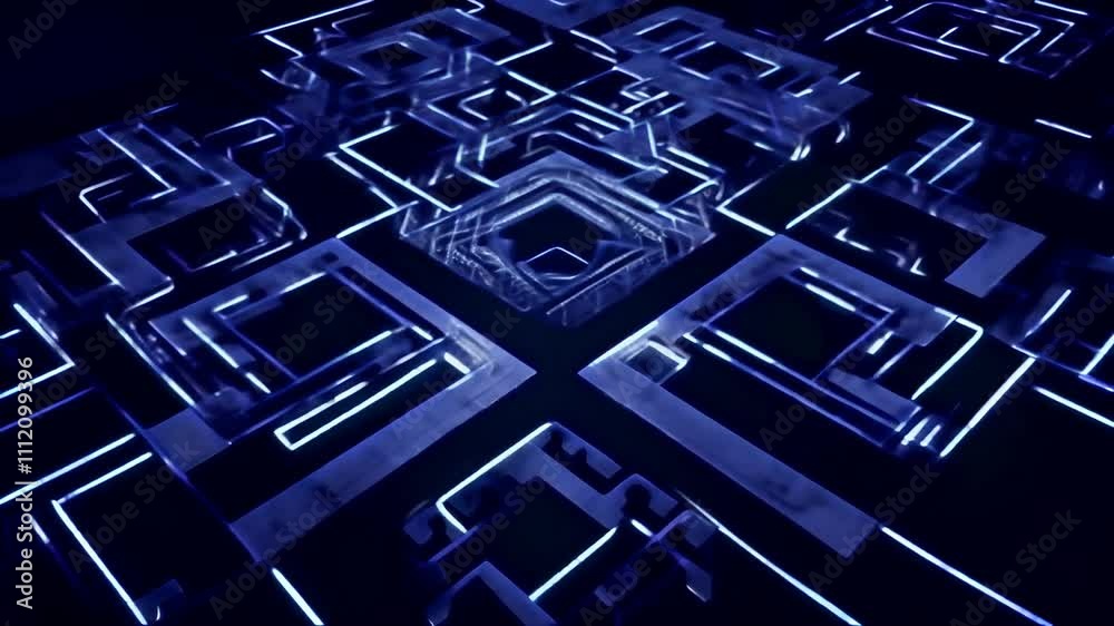 looping animation of interlocking geometric shapes that morph into ...