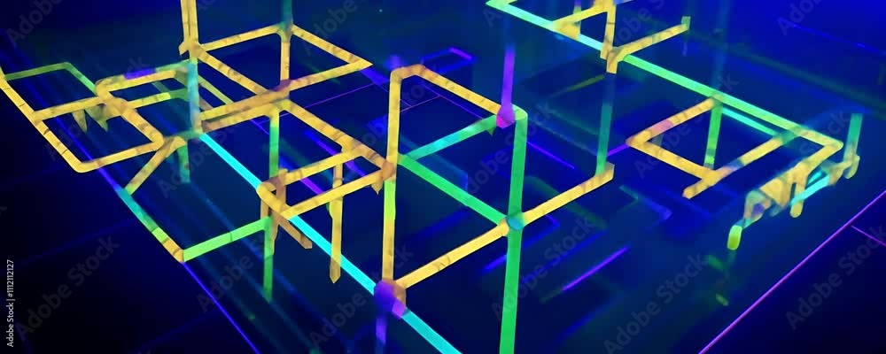 looping animation of interlocking geometric shapes that morph into ...