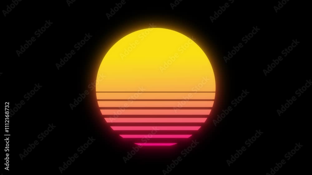 Retro synthwave sun. Vaporwave, retrowave 80´s glowing neon outrun ...