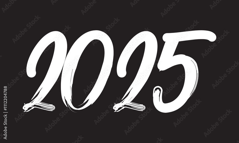 hand drawn 2025 for new year. brush painted 2025 number design for ...