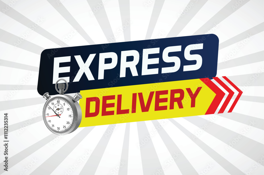 Express delivery word concept vector illustration with stopwatch style ...