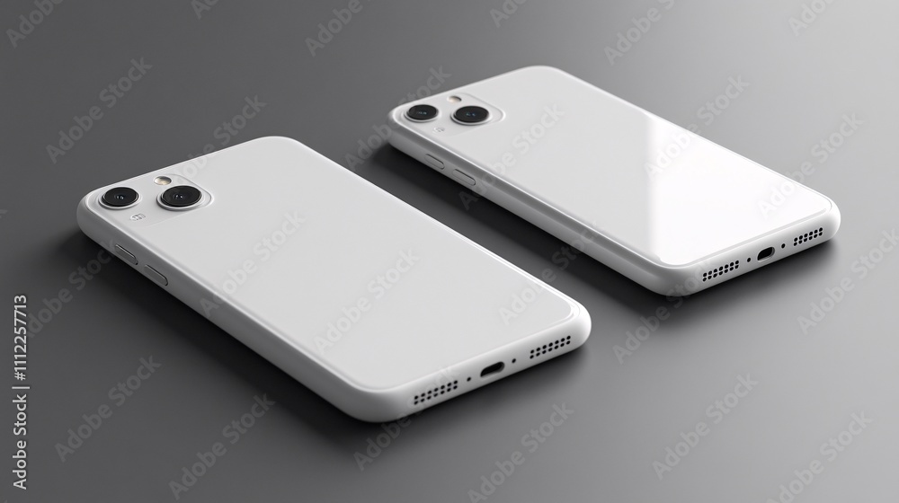 Mobile phones mock up in different angles isolated, 3D perspective view ...