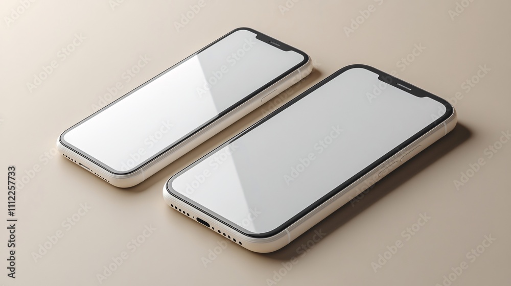 Mobile phones mock up in different angles isolated, 3D perspective view ...