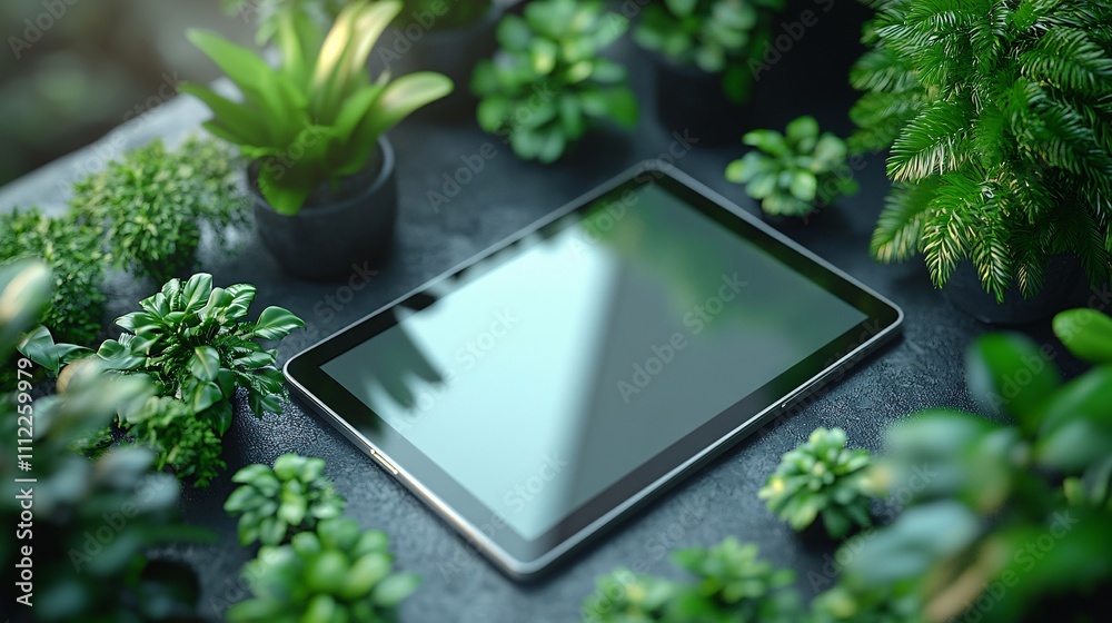 Tablet frameless blank screen, rotated position. Tablet from different ...