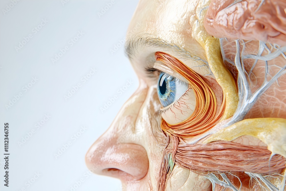Detailed anatomical of the human visual system showcasing the intricate ...
