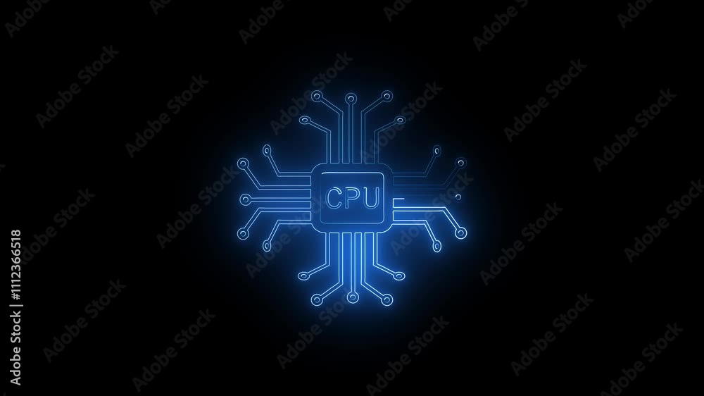 Digital Circuit Board Animation. PCB with free copy space for text or ...