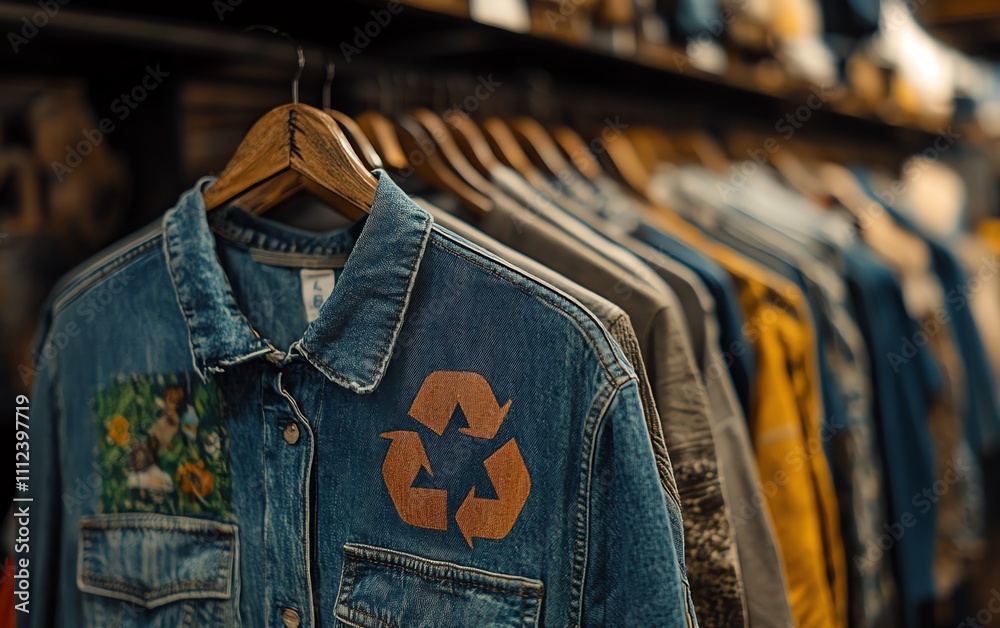 An ecoconscious clothing line featuring the recycle symbol, symbolizing ...