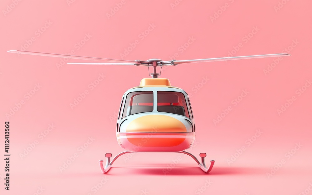 3D illustration of a helicopter in a simple and minimalist style ...