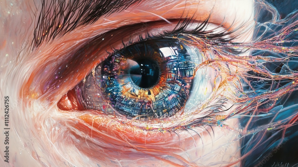 Abstract Digital Eye. Data Network and Cyber Security Technology ...