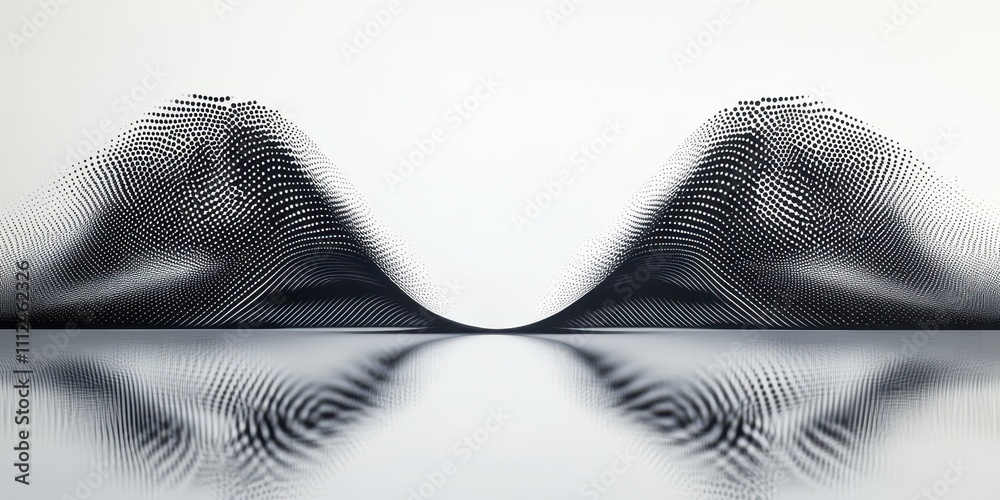 Symmetrical black dot waveform pattern forming bold peaks and valleys ...