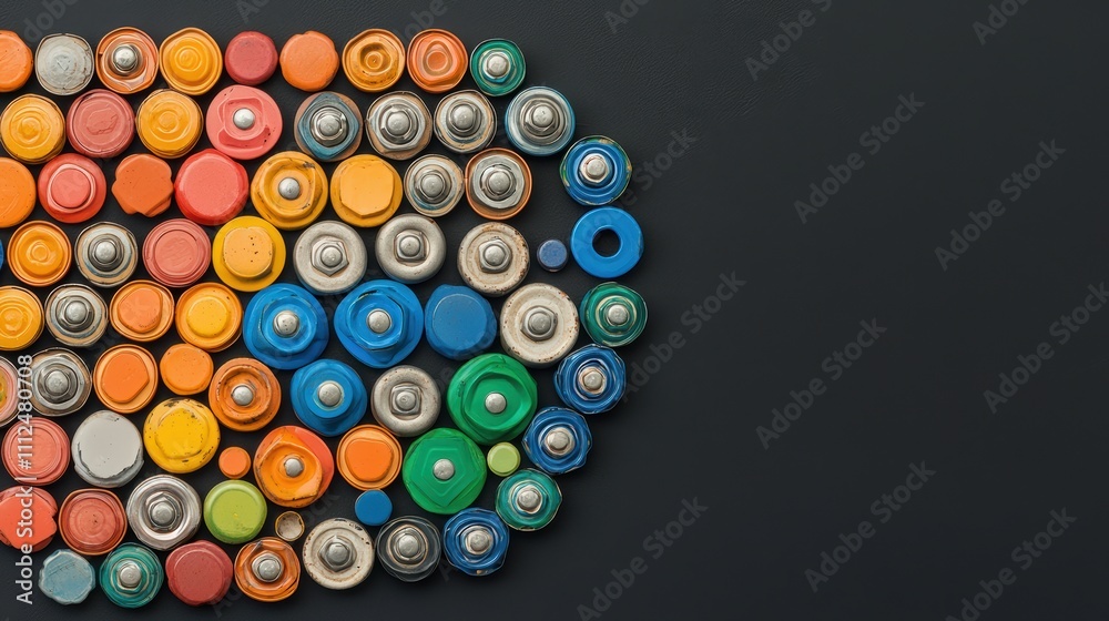 battery replacement recycling. A colorful arrangement of various ...