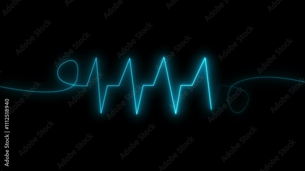 Glowing Heartbeat line icon animation. Electrocardiogram shows heart ...
