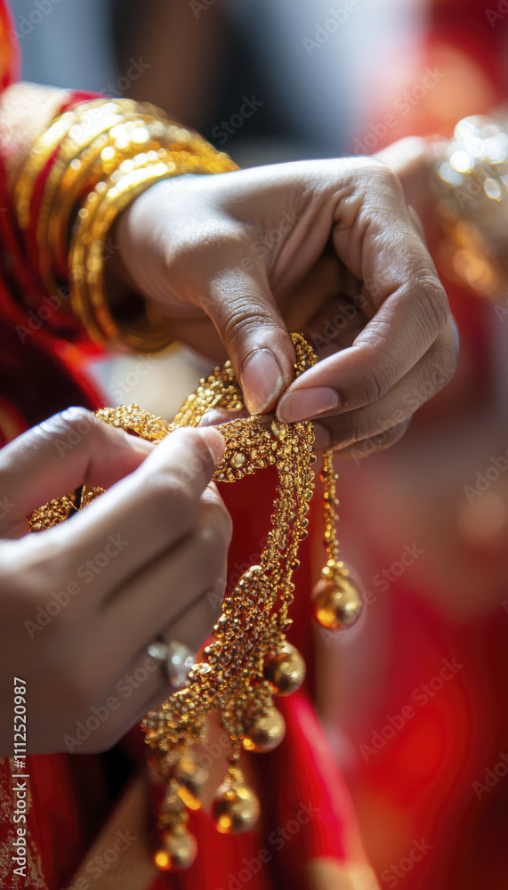 groom tying mangalsutra, sacred necklace, symbolizes love and commitment. intricate design and ...