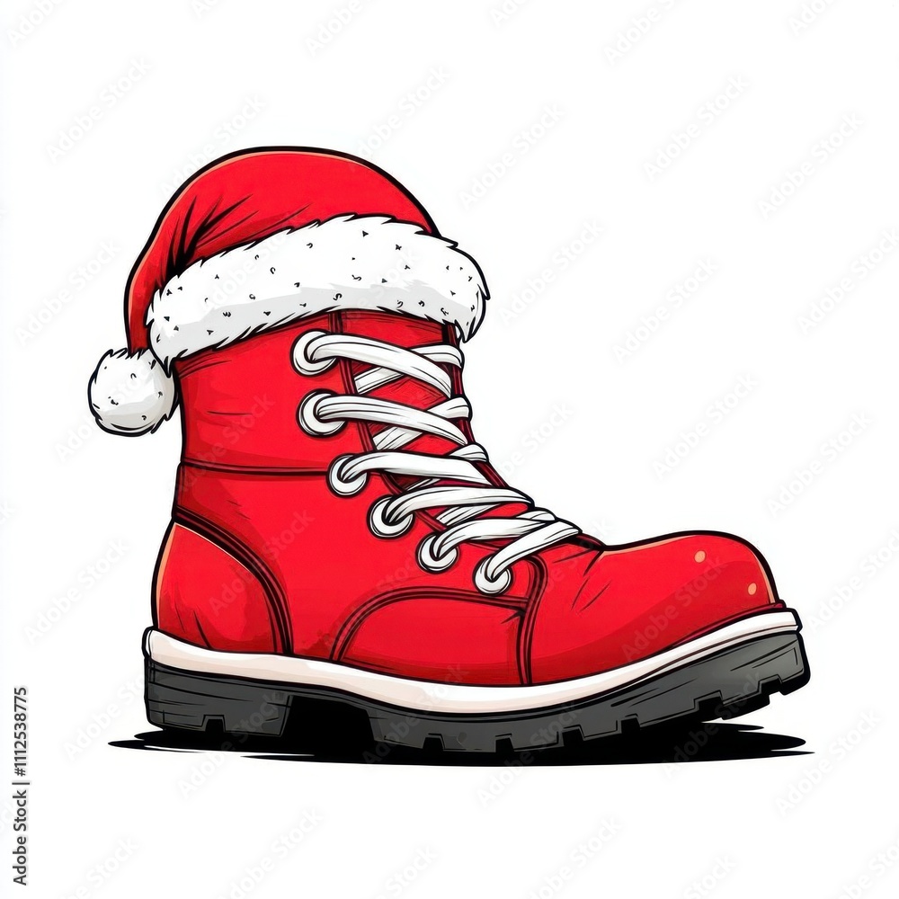 Cute cartoon illustration of a smiling Santa boot with big happy eyes ...