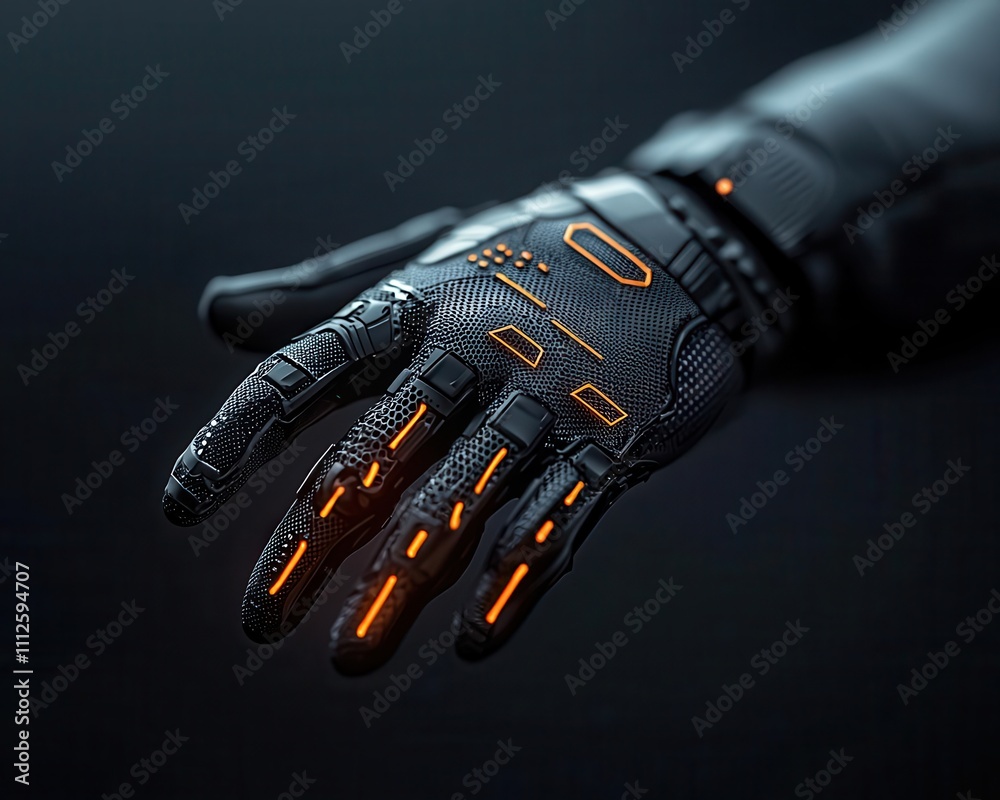 Closeup of a smart glove with pressure sensors, tracking grip strength ...