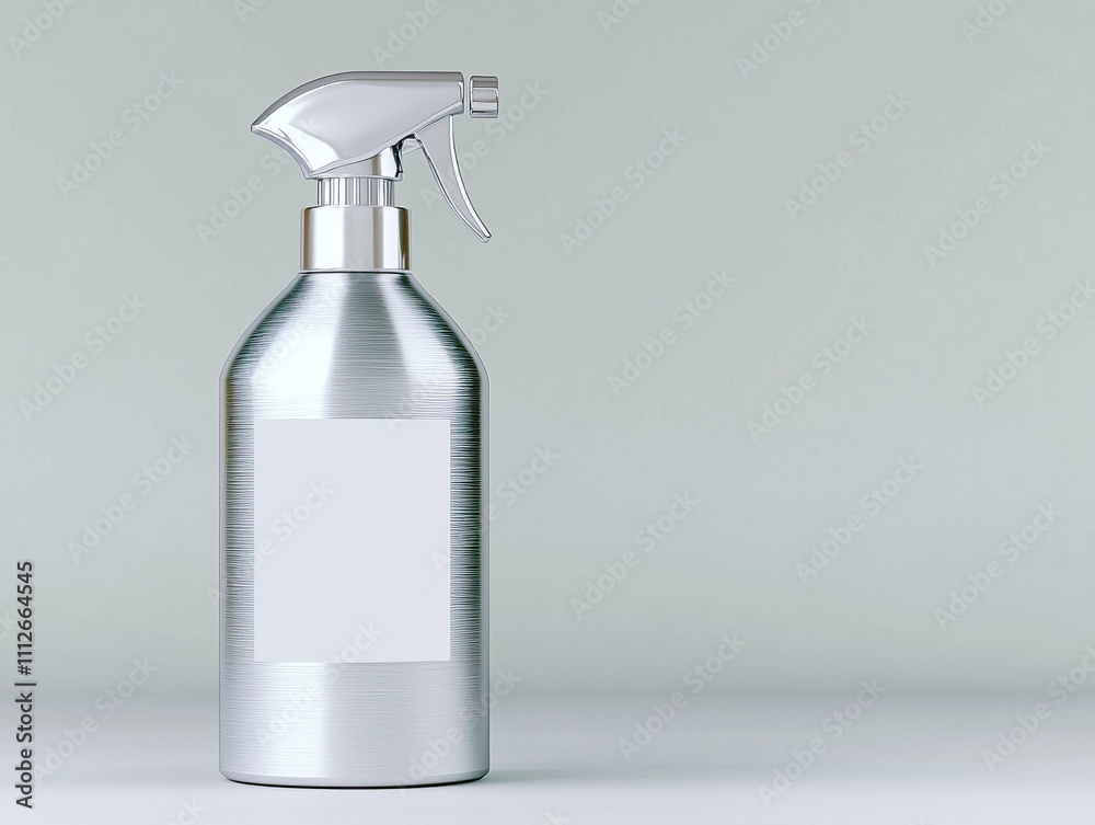 Minimalist Monochrome Spray Bottles. A sleek, silver spray bottle ...