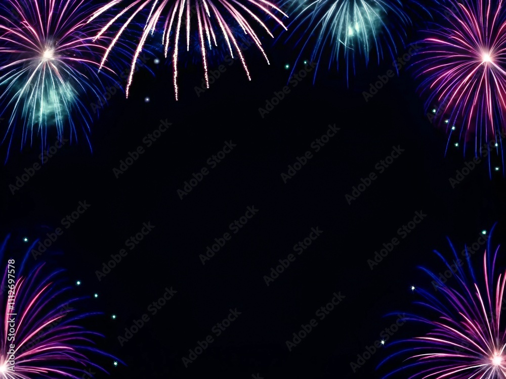 Happy New Year 2025 fireworks background dark blue color with glowing ...