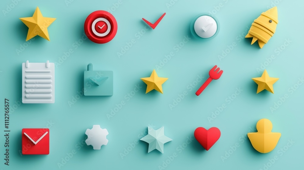 A simple and clean icon set with checkmarks, stars, and notification ...