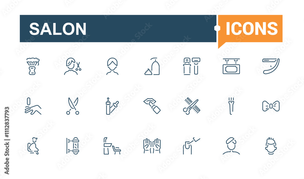 Salon and Barber Shop icon set. Includes icons for coiffure ...
