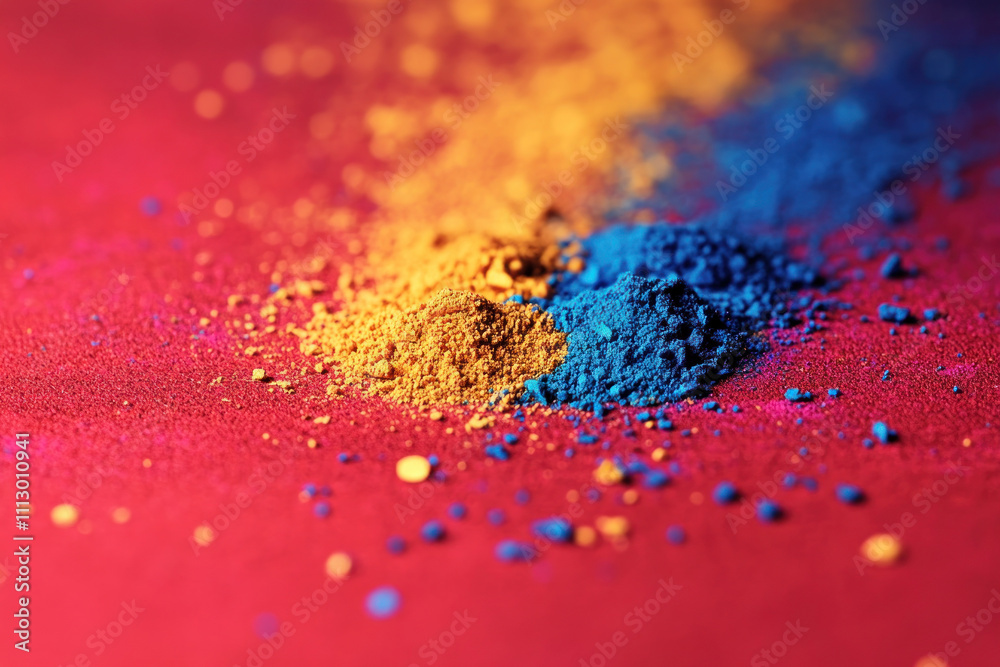 Colorful pile of powder on the ground, vibrant hues create a ...