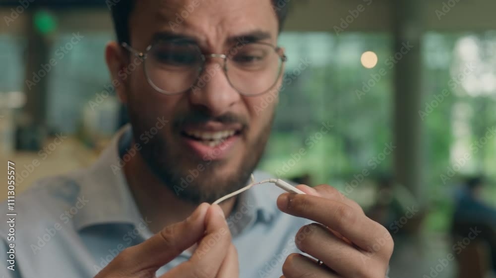 Angry sad Indian man Arabian male business guy employee worker manager ...