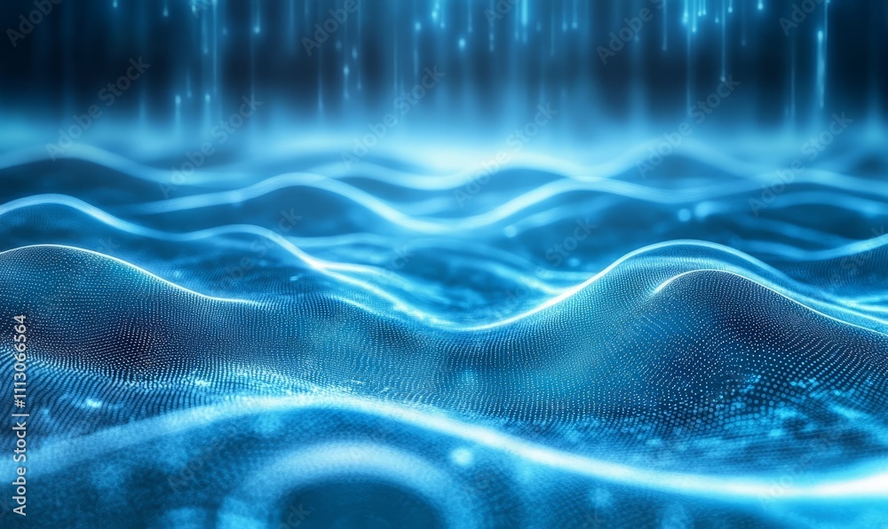 Abstract blue light waves combined with an electromagnetic spectrum ...